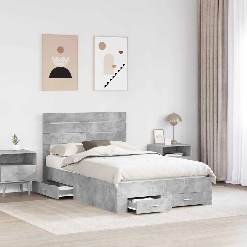 Rám postele s čelo Betonově šedá 120 x 190 cm Kompozitní dřevo 3411670