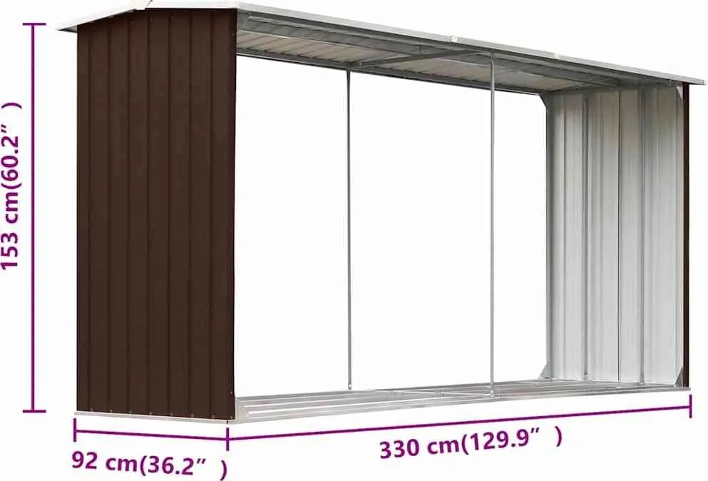 vidaXL Zahradní kůlna na dříví pozinkovaná ocel 330x92x153 cm [47087] Barva: Šedá