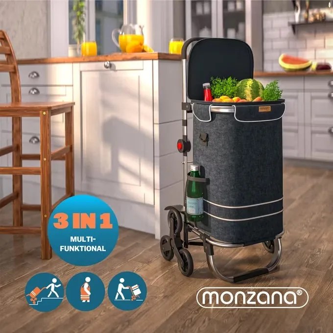 Monzana Nákupní vozík s chladicím vakem schodolez černý 109120