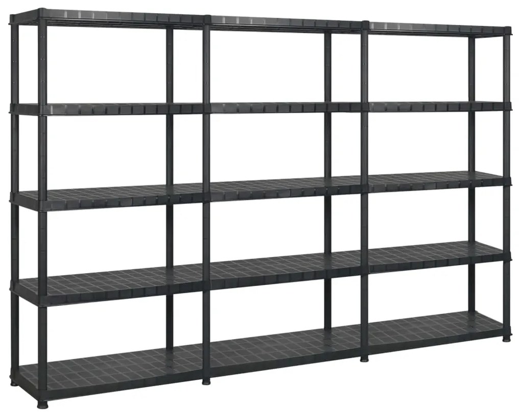 Úložný regál 5patrový černý 274,5 x 45,7 x 185 cm plast 3059858
