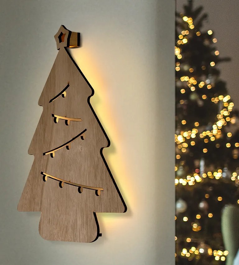 LED nástěnná dekorace vánoční stromek
