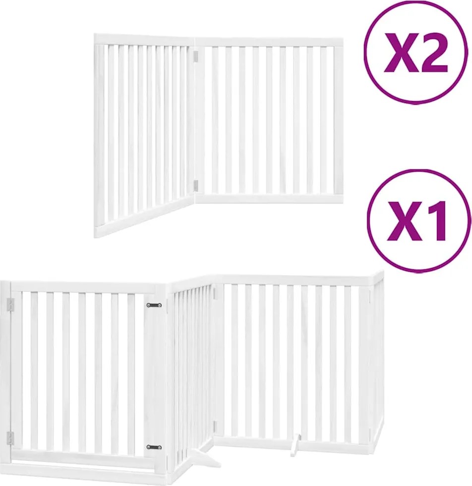 Zábrana pro psy s dvířky skládací 8 panelů bílá 640 cm topol 3155678