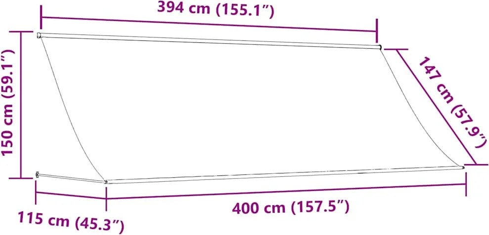 Zatahovací markýza modro-bílá 400 x 150 cm 143751