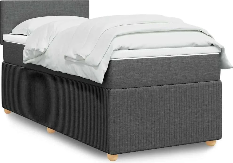 Box spring postel s matrací tmavě šedá 100 x 200 cm textil 3287361