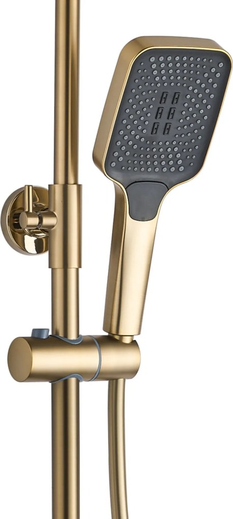 Rea Helix, nástěnný sprchový set s termostatickou baterií a bidetovou sprškou, zlatá matná, REA-P6621