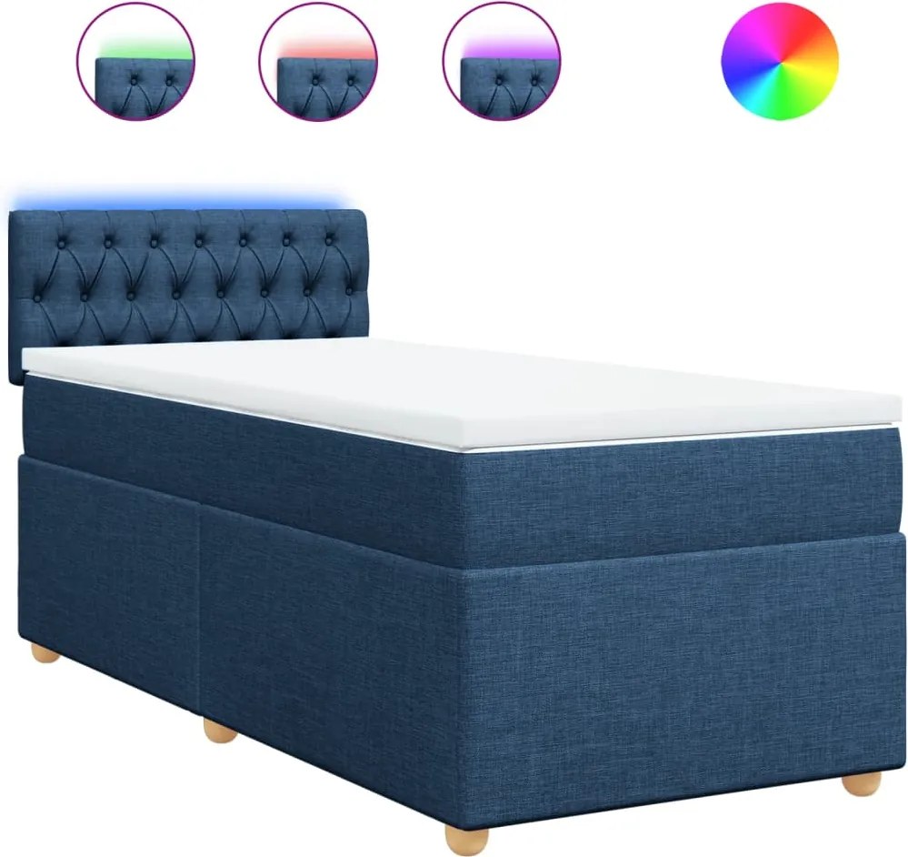Box spring postel s matrací modrá 80x200 cm textil 3288820