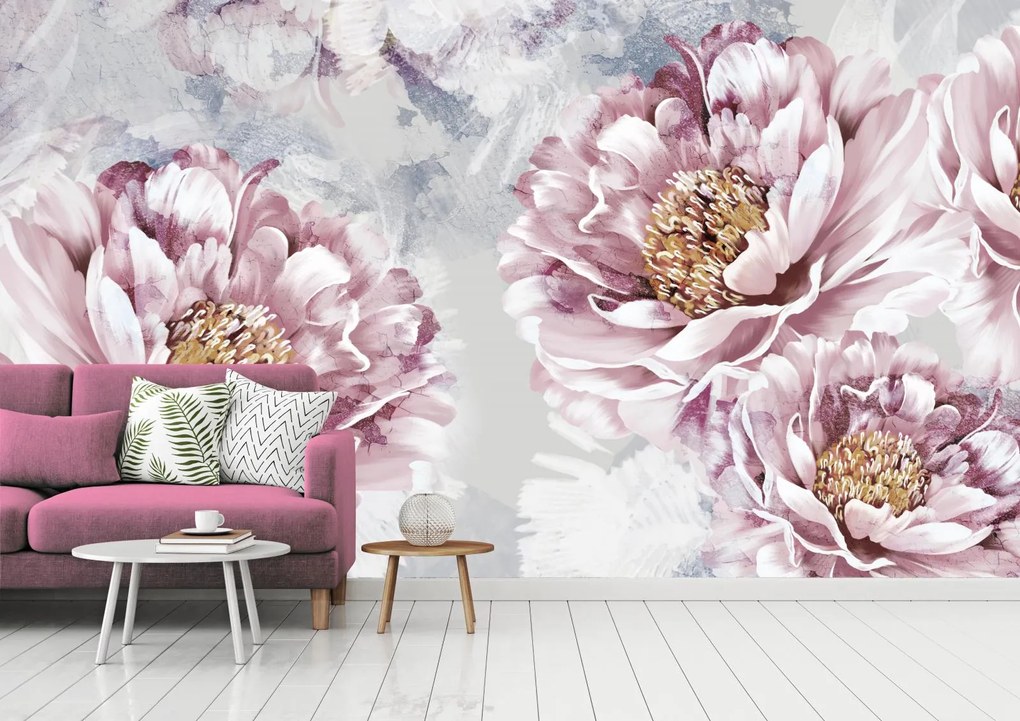 Fototapeta - Velké malované květy