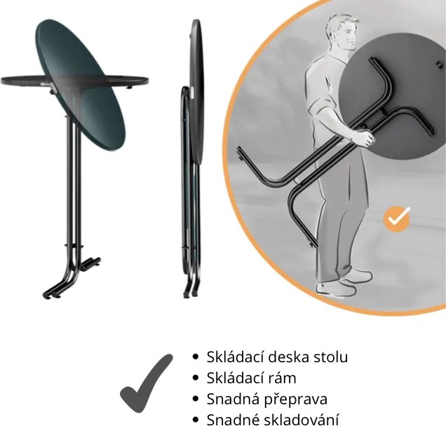 Cateringový skládací barový stůl Malik 80 cm šedý