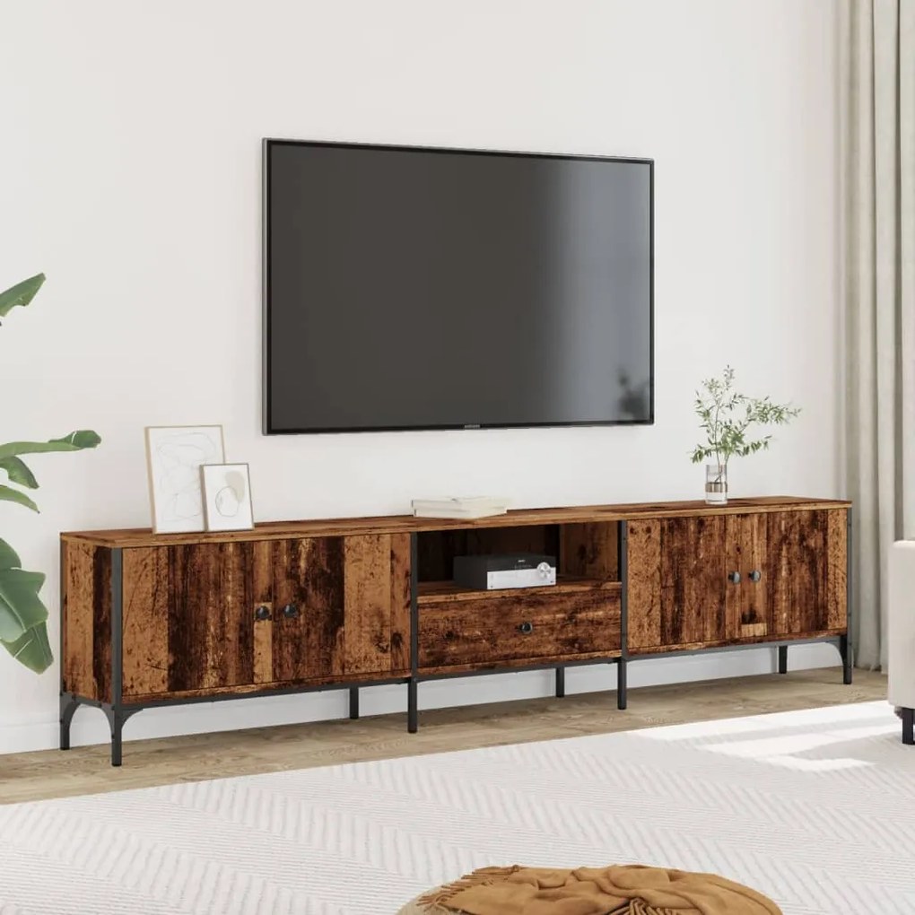 TV skříňka se zásuvkou old wood 200x25x44 cm kompozitní dřevo