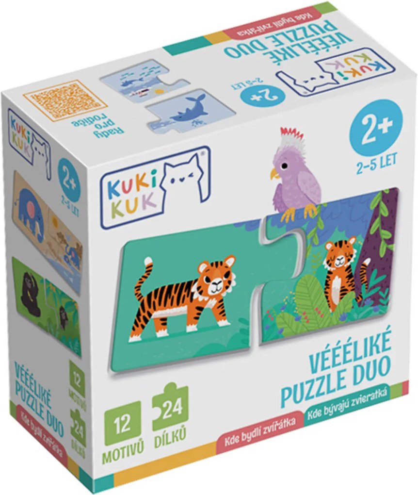EFKO KukiKuk Véééliké baby puzzle duo Kde bydlí zvířátka 24 dílků ef80036
