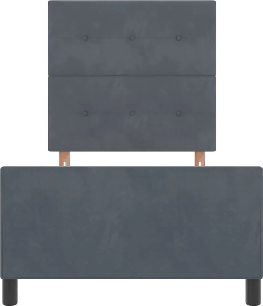 Postel s boxspringem s čelo Tmavě šedá 100 x 200 cm samet 3344922