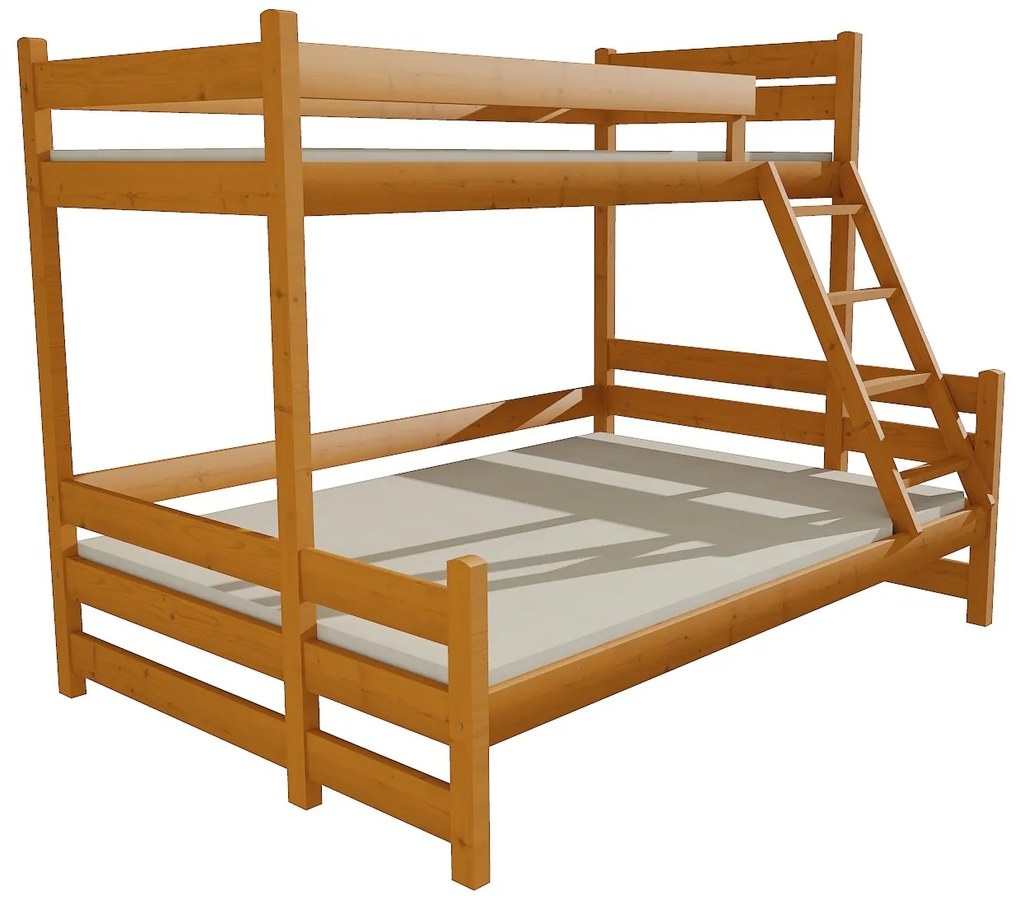 Patrová postel s rozšířeným spodním lůžkem PPS 004 90/140 x 200 cm- olše