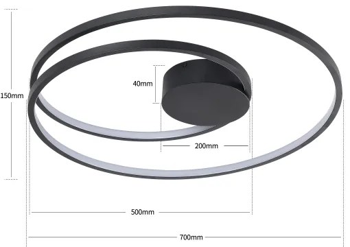 Brilagi- LED Stmívat. stropní svítidlo TWISTER LED/75W/230V pr. 70 cm černá +DO