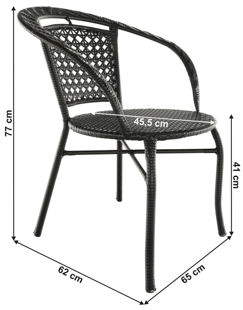Kondela Zahradní ratanový set 1+2, hnědá, LASAN