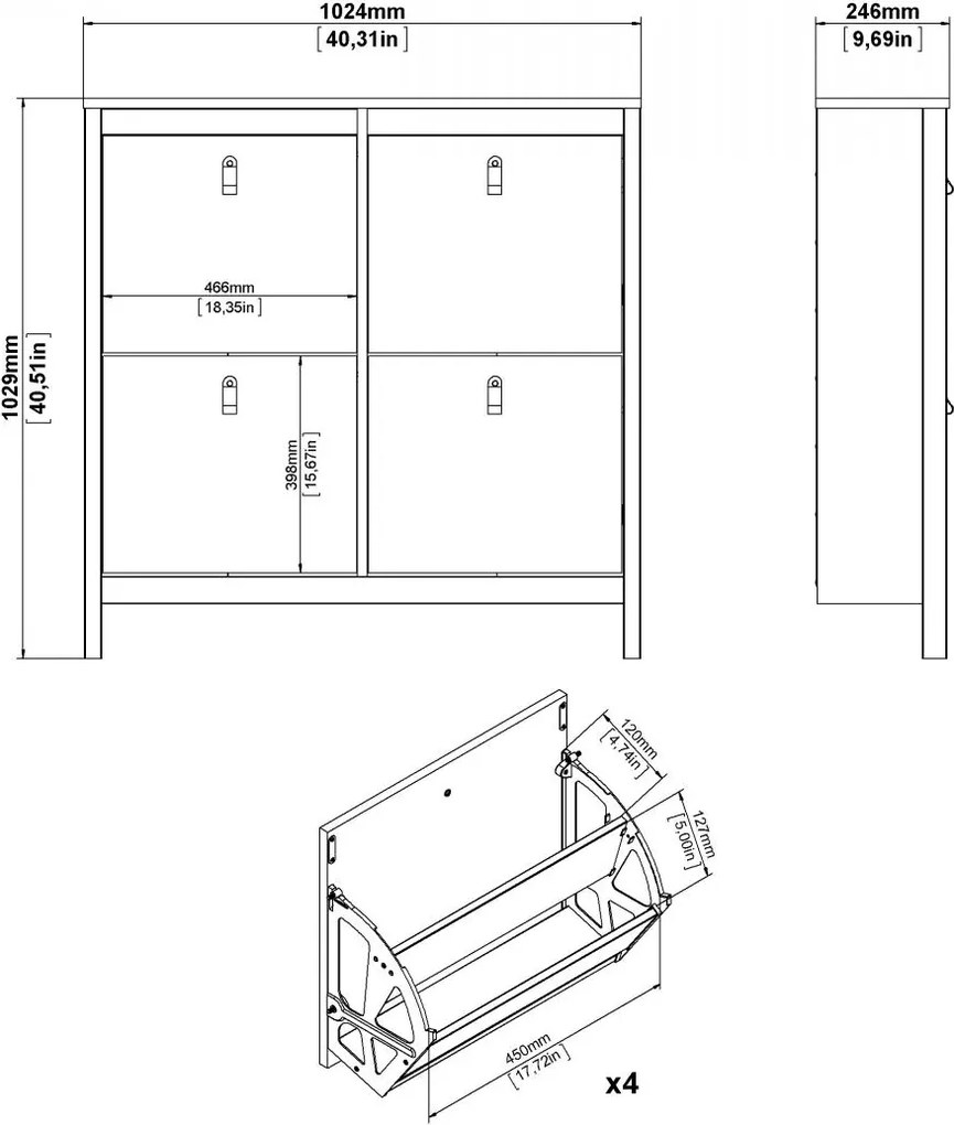 Výklopný botník Real bílá