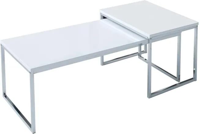 INV Konferenční stolek Belin 2set bílá-chrom