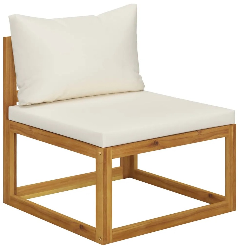 vidaXL 3057658 Marketos 4 Piece Garden Lounge Set with Cushion Cream Solid Acacia Wood (311855+311863)