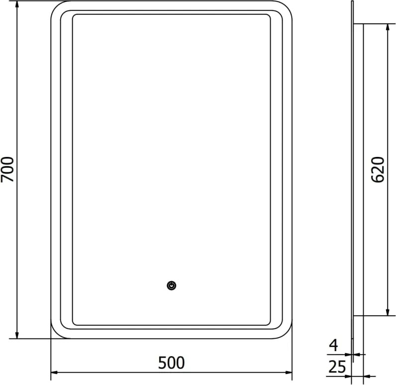Mexen Zusa osvětlené koupelnové zrcadlo 50 x 70 cm, LED 6000K, proti mlze - 9808-050-070-611-00