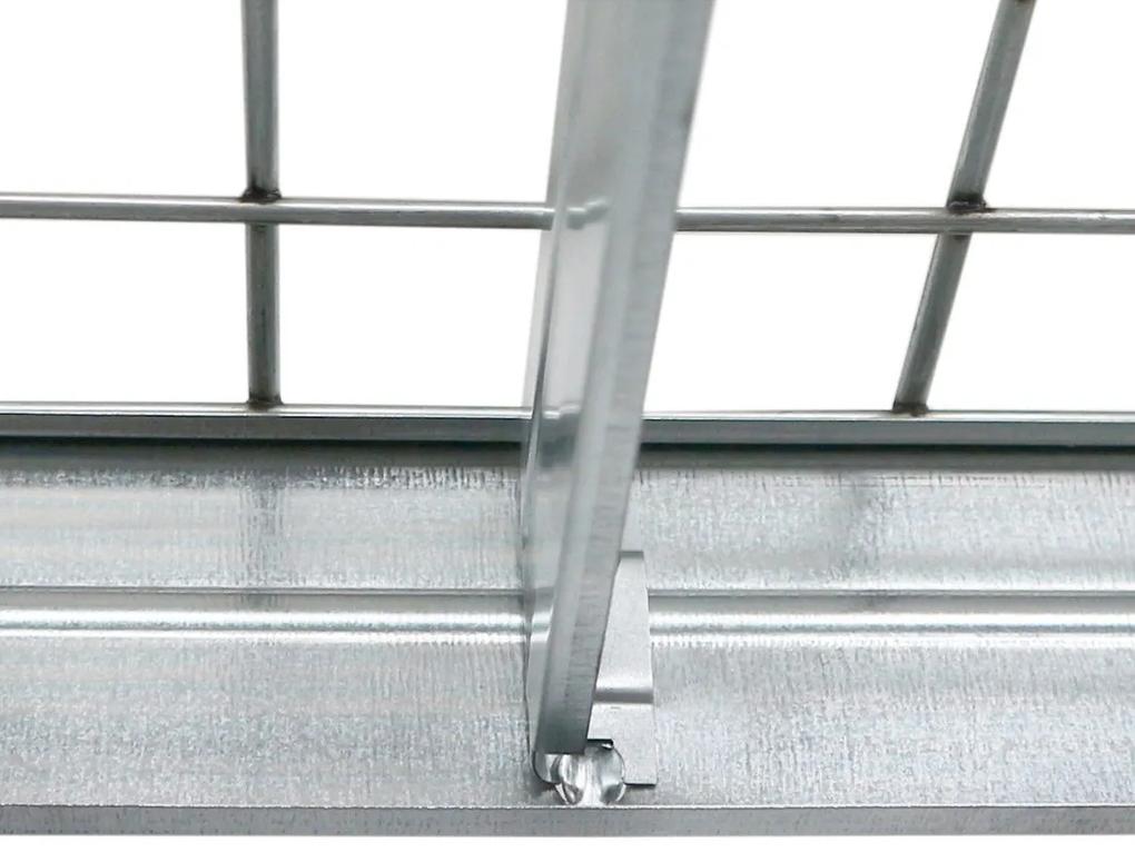 Bezšroubový kovový regál RIVET, 180x180x60 cm, 4x síťovou drátěnou police, zinek
