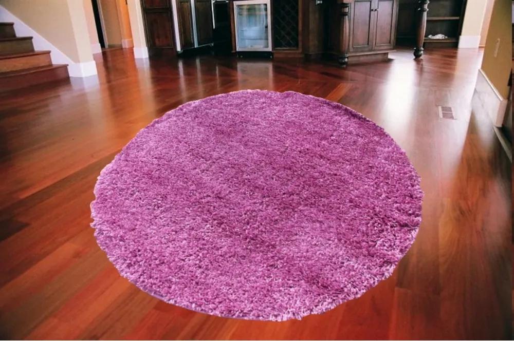 Kusový koberec Shaggy vlas 50 mm šeříkový kruh, Velikosti 80x80cm