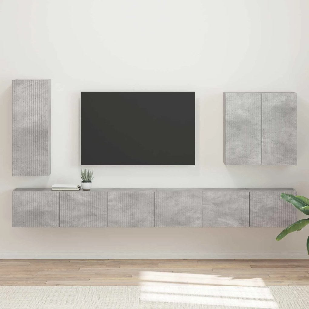 Sada televizního nástěnného kabinetu 6 ks Betonově šedá 3408946