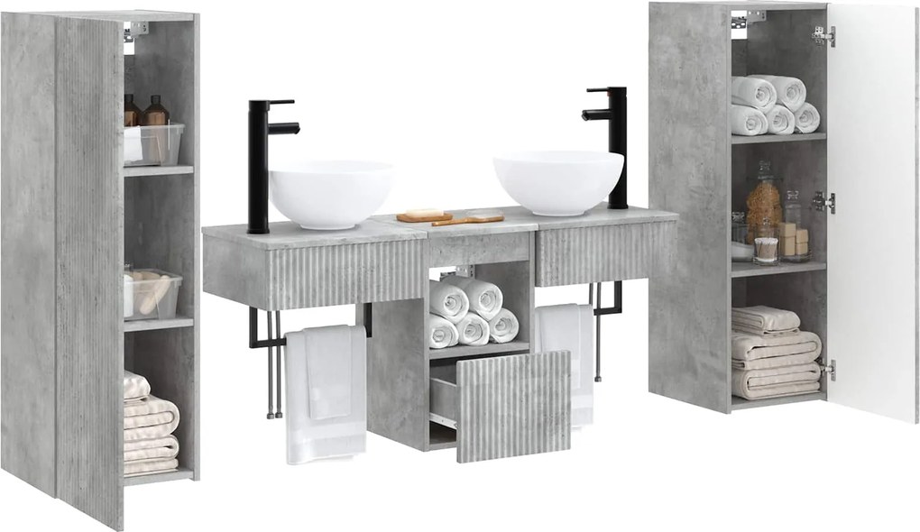 Sada koupelnového nábytku 5 ks Betonově šedá 33 x 34,5 x 100 cm 3405966