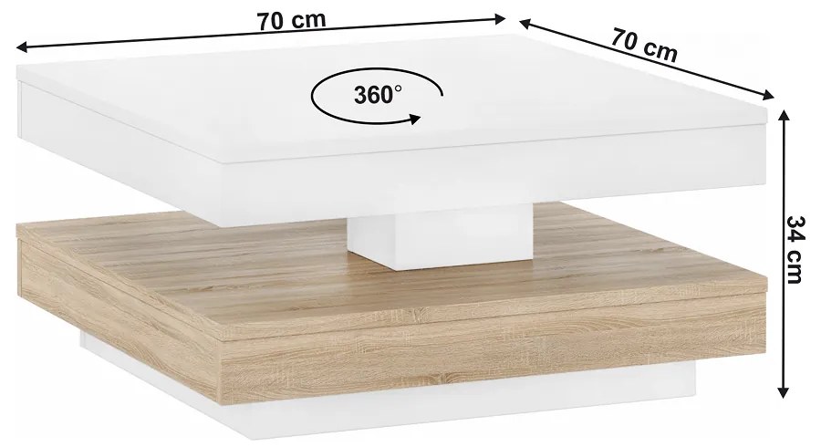 Kondela Konferenční stolek, bílá/ dub sonoma, MANDY