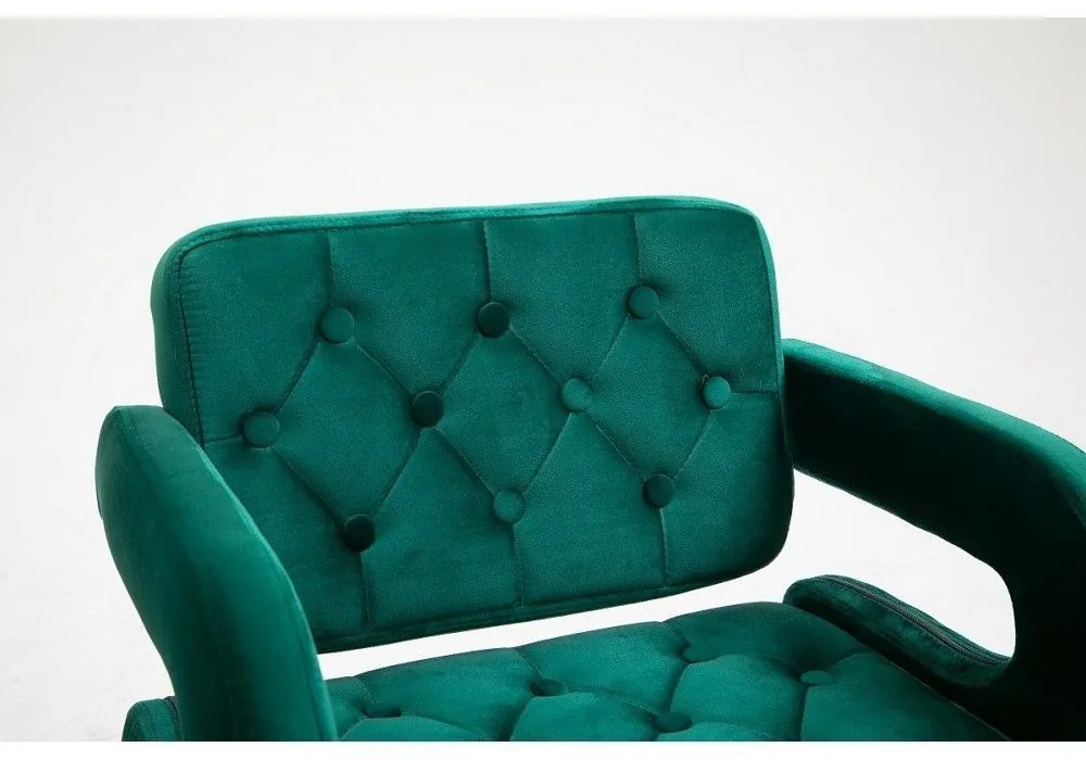 LuxuryForm DESIGN Barová židle ADRIA VELUR s kulatou stříbrnou podstavou - zelená