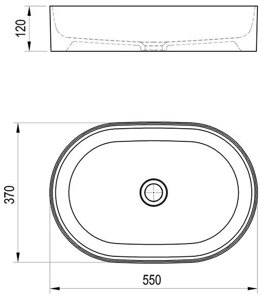 Ravak XJX0D155000 - Umyvadlo na desku CERAMIC SLIM 55x37 cm keramika/černá