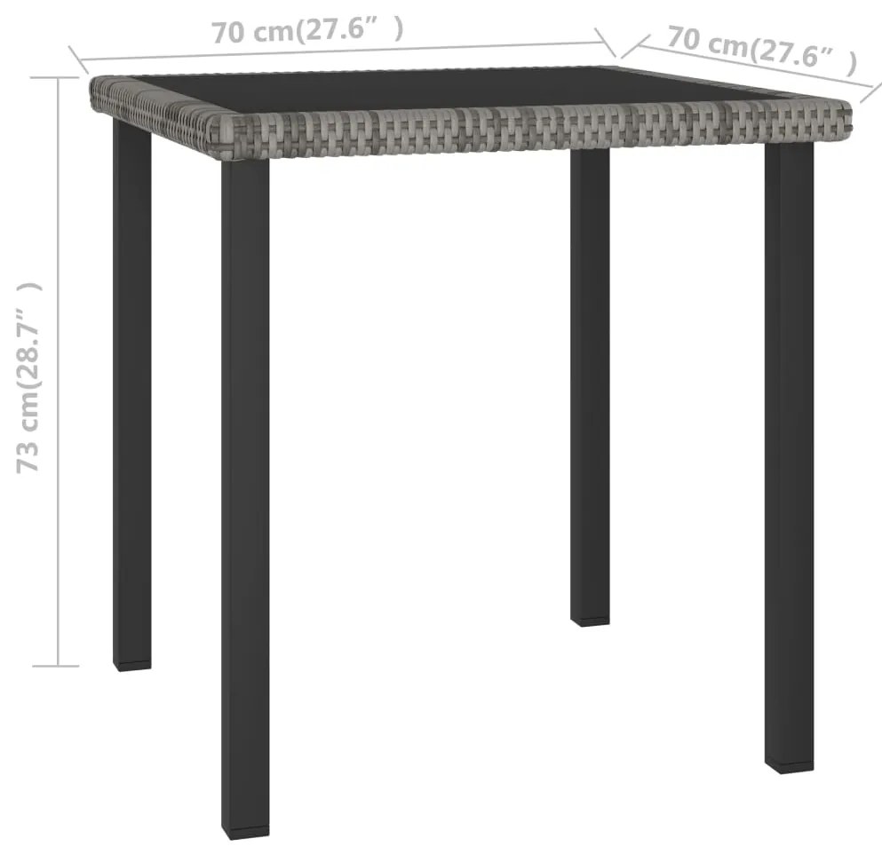 vidaXL Zahradní jídelní stůl šedý 70 x 70 x 73 cm polyratan