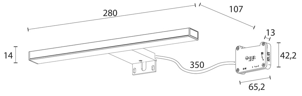 Sapho, ESTHER 2 LED svítilna, 6W, 280x14x107mm, černá, E27679CI