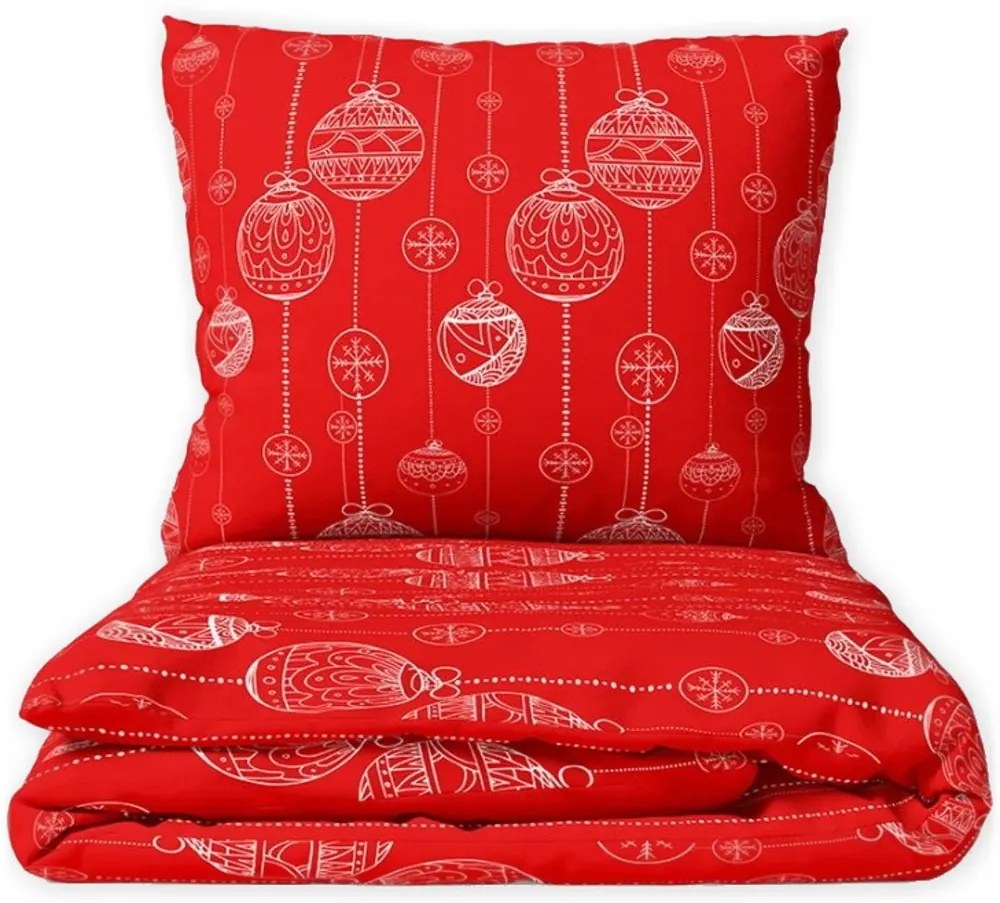 Bavlněné ložní povlečení - motiv Vánoční baňky - 100% bavlna - 70 x 90 cm + 140 x 200 cm