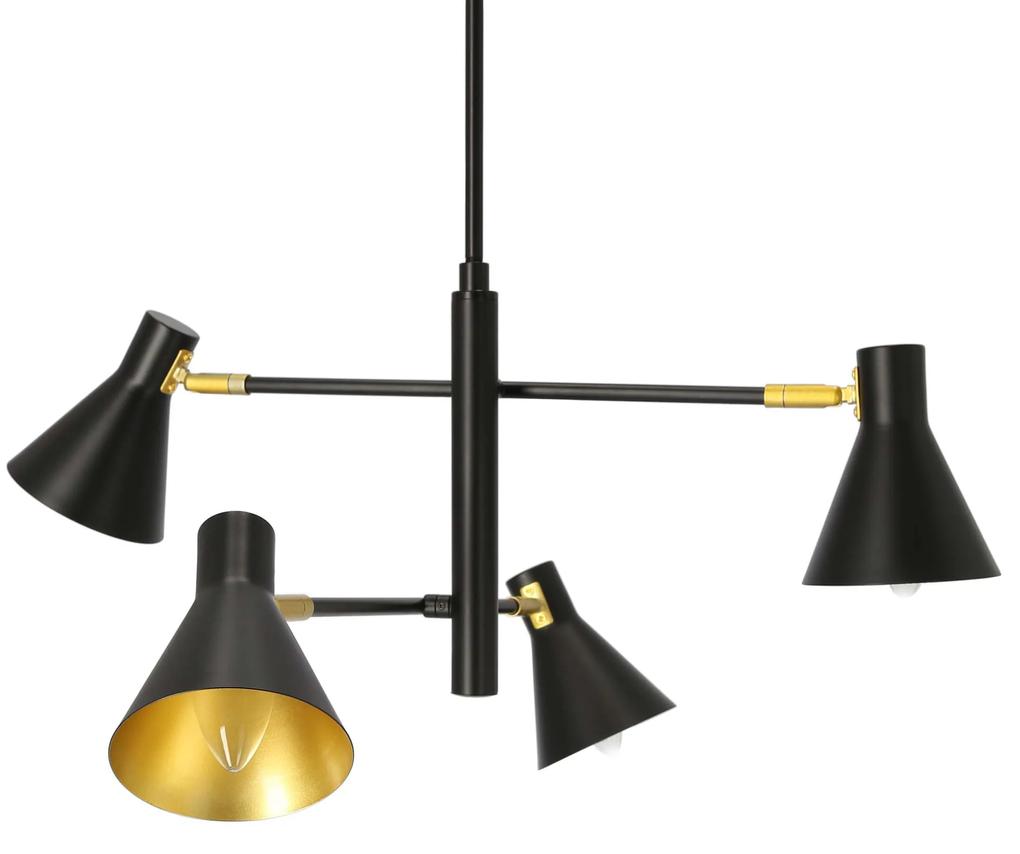 Candellux Černo-zlatý závěsný lustr Less pro žárovku 4x E14
