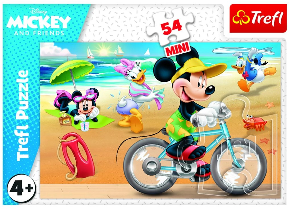 Trefl Minipuzzle 54 dílků Mickey Mouse Disney/ Den s přáteli 4 druhy v krabičce 9x6,5x4cm 40ks v boxu