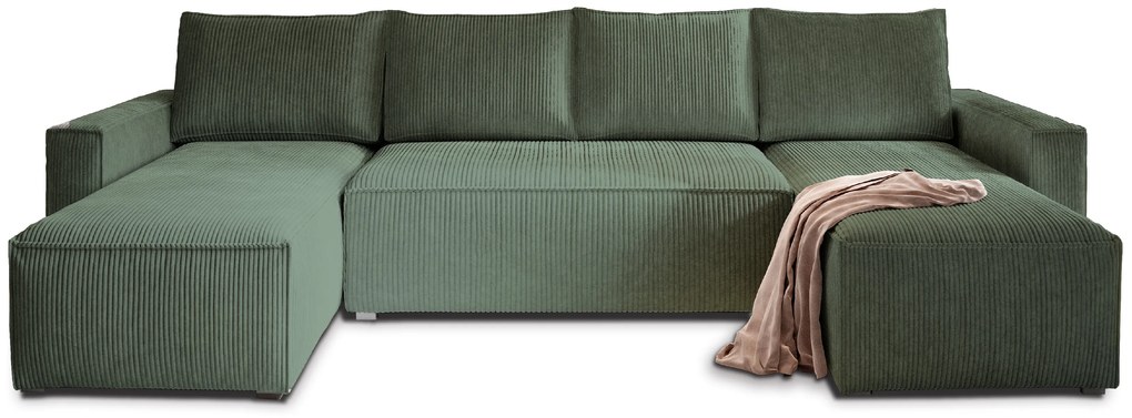 PRM Rohová sedačka ASTRA do U, 299 cm Barva látky: Smaragdově zelená (Poso 14)