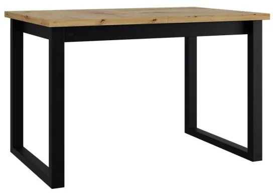 Jídelní stůl Elarno 92 x 160/240 III L, Barva dřeva: bílá-L, Barvy nožiček: černý kov