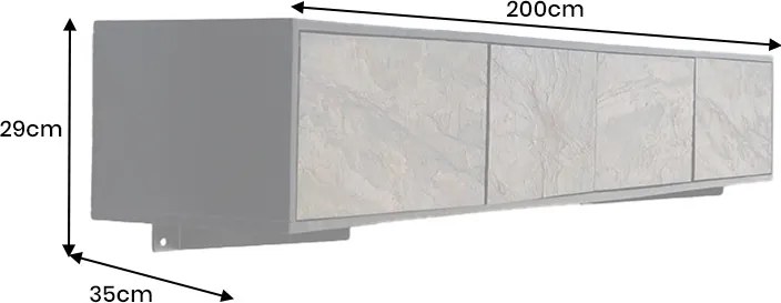 Designový závěsný TV stolek Quillon 200 cm přírodní kámen