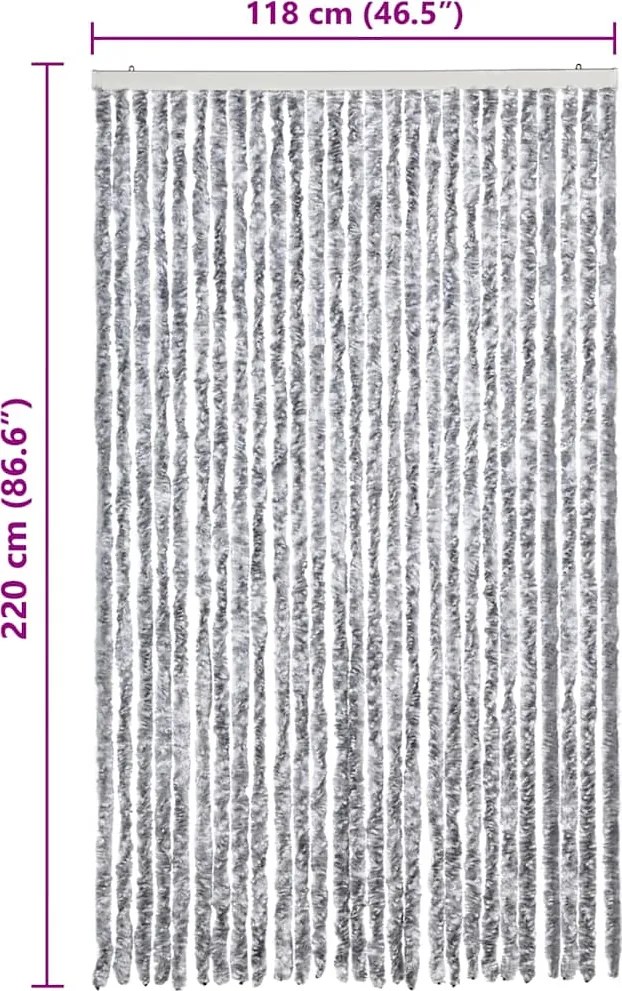Závěs proti hmyzu bílošedý 118 x 220 cm Chenille 315134