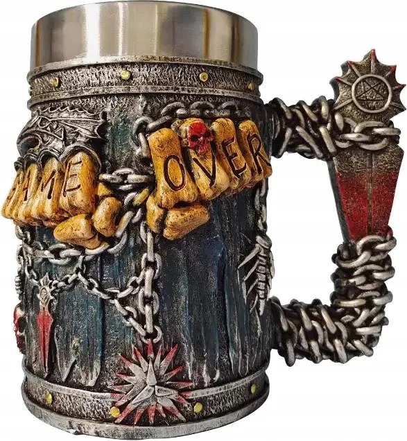 Vikingský punkový gotický pivní Pivní Sklenice pro hráče Dárek Muž 500ml Rpg
