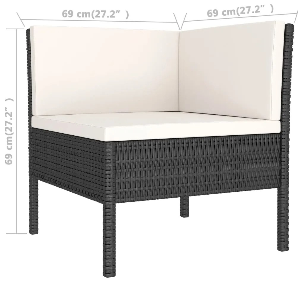 vidaXL Marketos 3dílná zahradní sedací souprava s poduškami polyratan černá