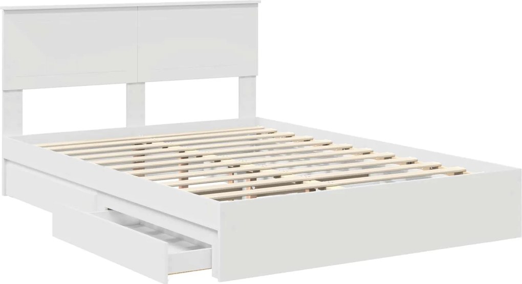 Postel s úložným prostorem Bílá 140 x 200 cm Kompozitní dřevo 3410791