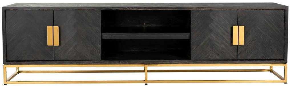 Černo zlatý dubový TV stolek Richmond Blackbone 220 x 42,5 cm