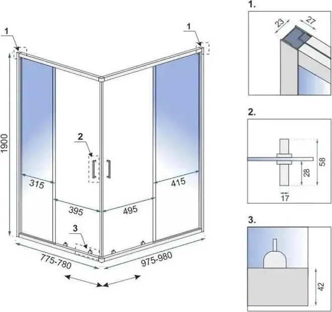 Obdélníkové sprchový kout REA CITY 80x100 kartáčovaná měď + vanička Savoy bílá