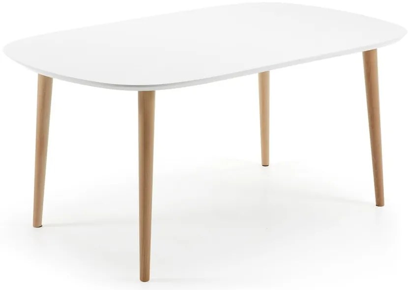 Bílý rozkládací jídelní stůl s bílou deskou 100x160 cm Oqui – Kave Home