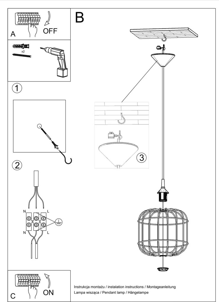 Sollux Lighting Závěsné svítidlo CELTA černé