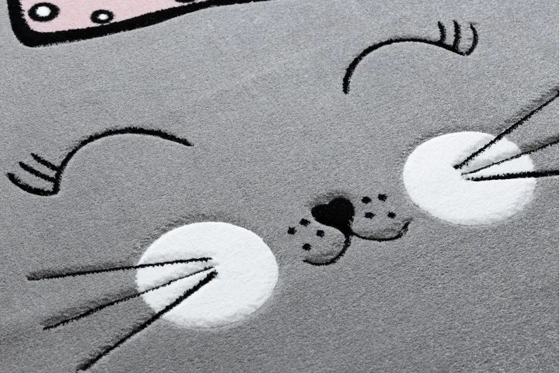 Dywany Łuszczów Dětský kusový koberec Petit Cat crown grey - 160x220 cm