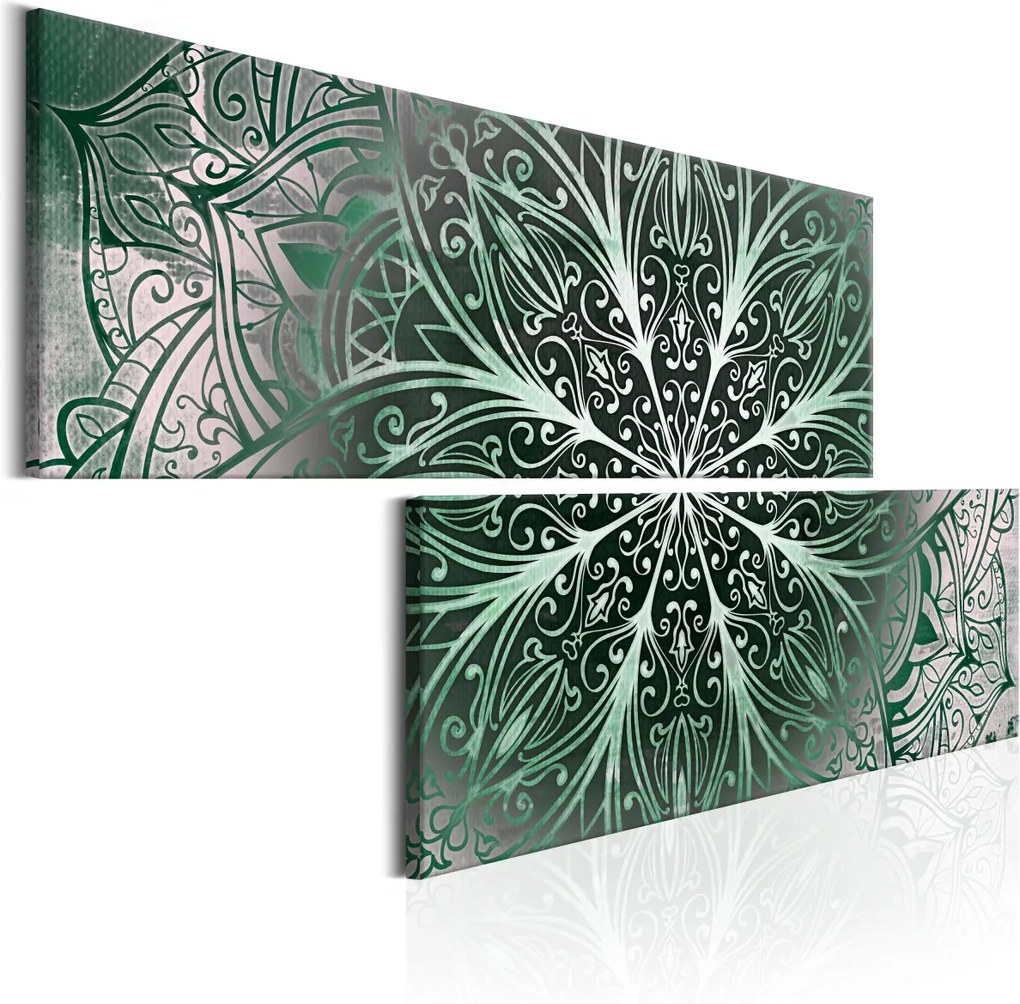 Dvoudílné obrazy - zelená Mandala (180x90 cm) - Murando DeLuxe
