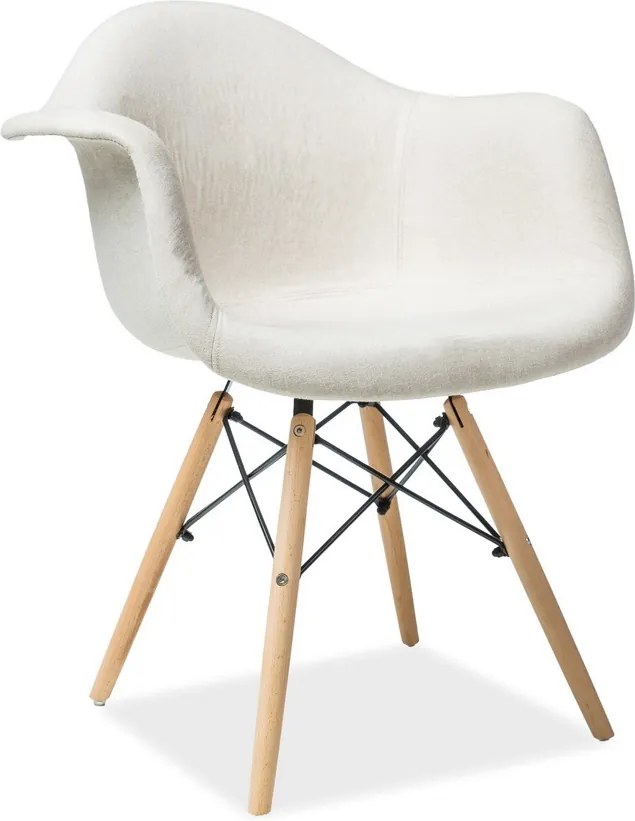 Jídelní čalouněná židle v béžové barvě s dřevěnou konstrukcí KN901