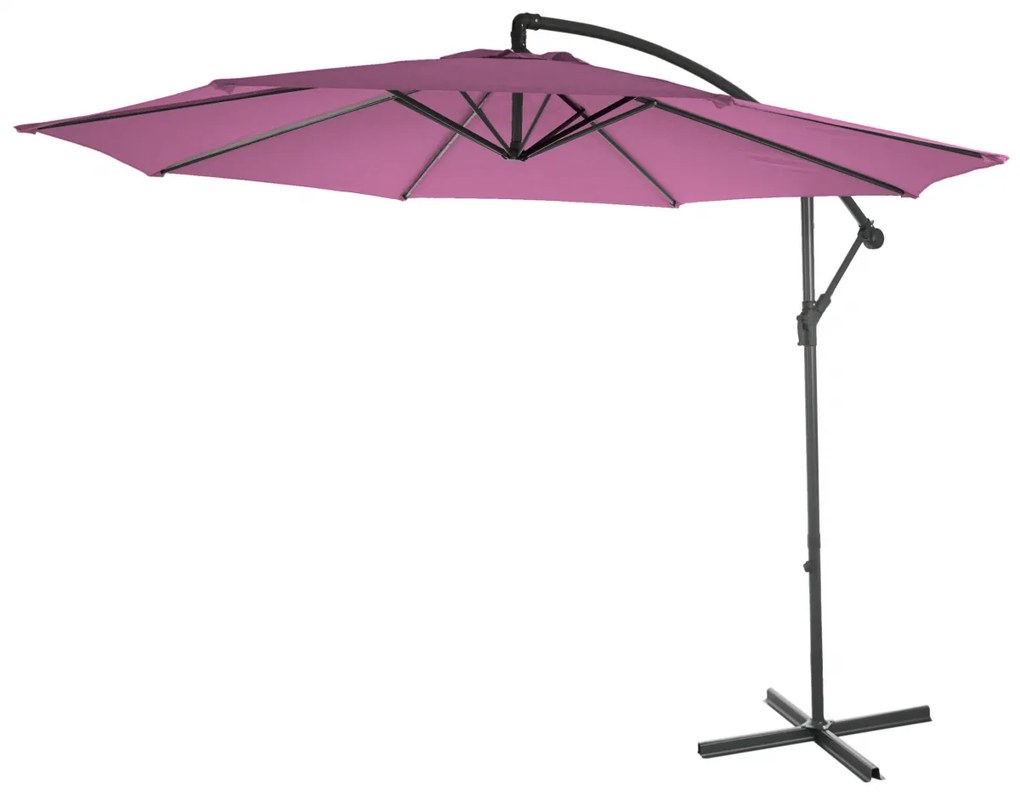 Slunečník Acerra Ø 3m - polyester/ocel - levandulově červená bez zátěže