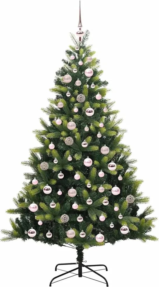 Umělý skládací vánoční stromeček 300 LED Zelená 180 cm PVC a PE 3395993